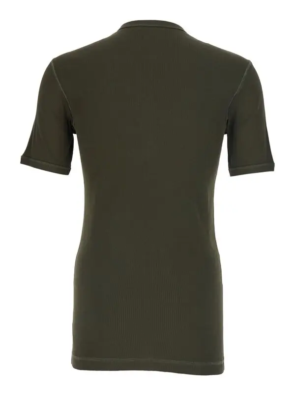 Dolce & Gabbana Serafino' Crew Neck T-shirt With Ribbed Knit In Cotton For - Multicolor