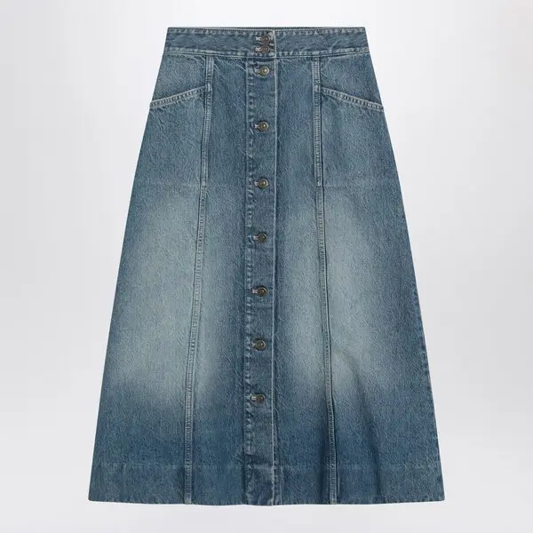 Valentino Garavani Washed Denim Midi Skirt