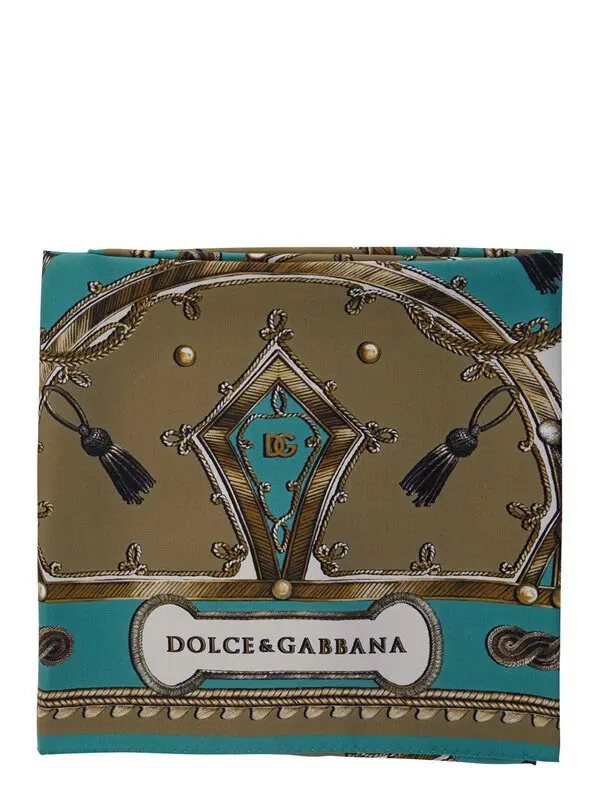 Dolce & Gabbana Silk Scarf With All-over Print And Logo Lettering On The Front For - Multicolor