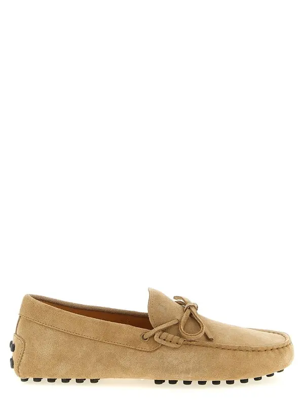 TOD'S Gommino Suede Loafers With Embossed Logo - Cream