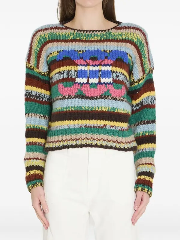 Celine Striped Wool Crewneck Sweater - Multicolor