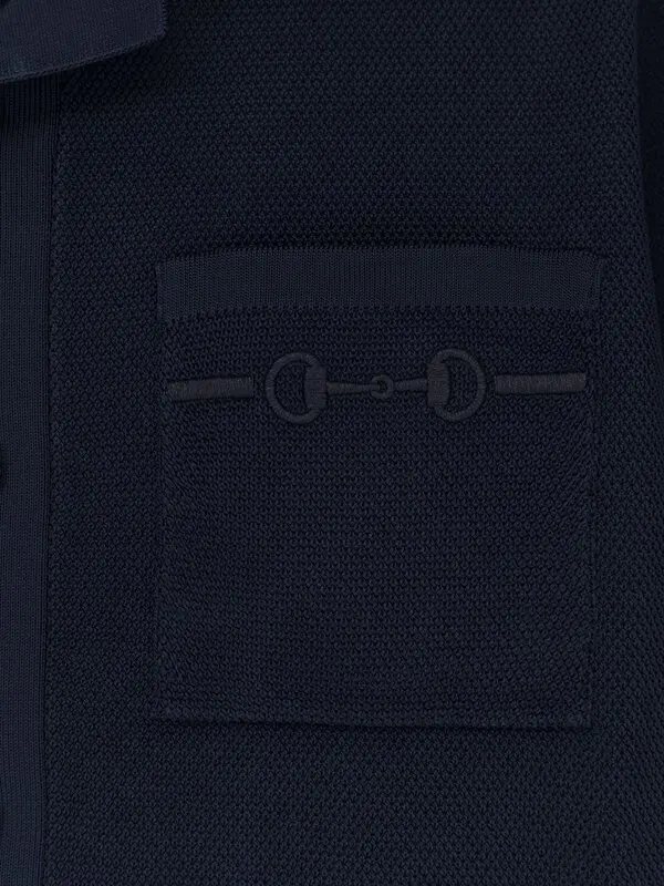 Gucci Viscose Blend Polo Shirt With Front Horsebit Embroidery