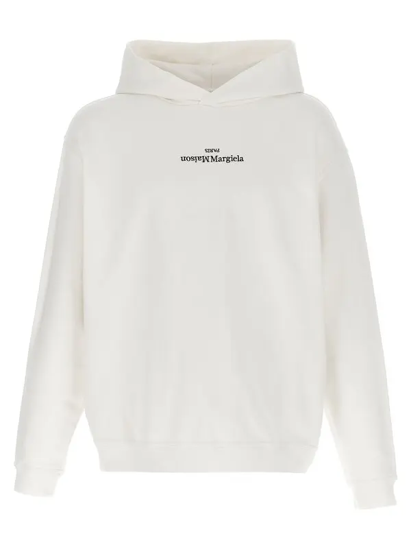 MAISON MARGIELA Logo Embroidered Cotton Hoodie - White