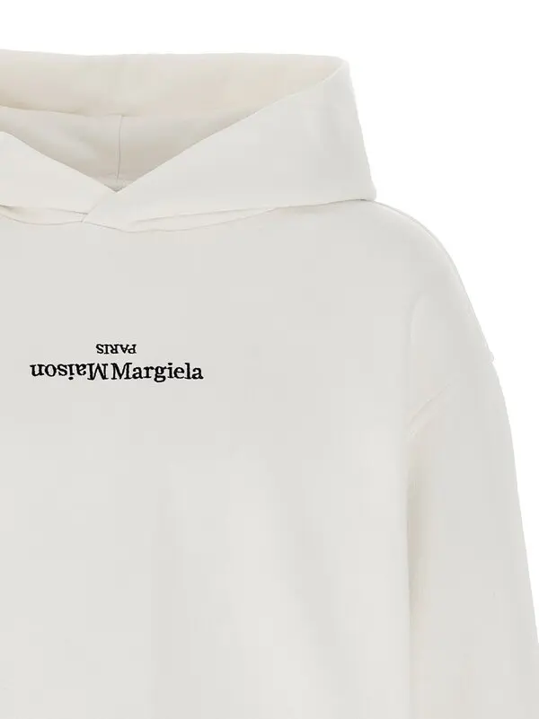 MAISON MARGIELA Logo Embroidered Cotton Hoodie - White