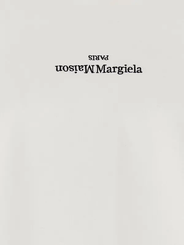 MAISON MARGIELA Logo Embroidered Cotton Hoodie - White