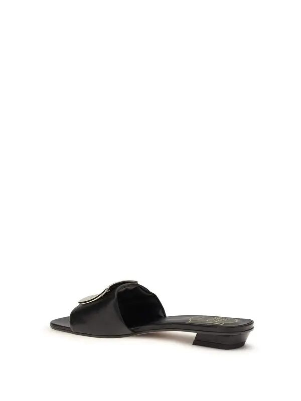 ROGER VIVIER Leather Slide Sandals With Viv' Choc Buckle - Black