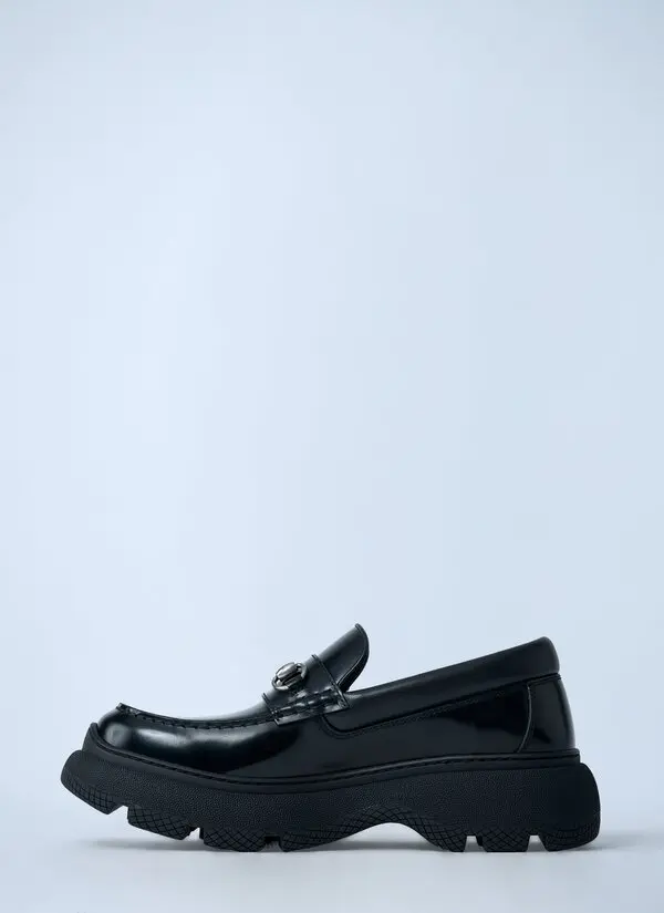 Gucci Leather Platform Loafers With Horsebit Detail