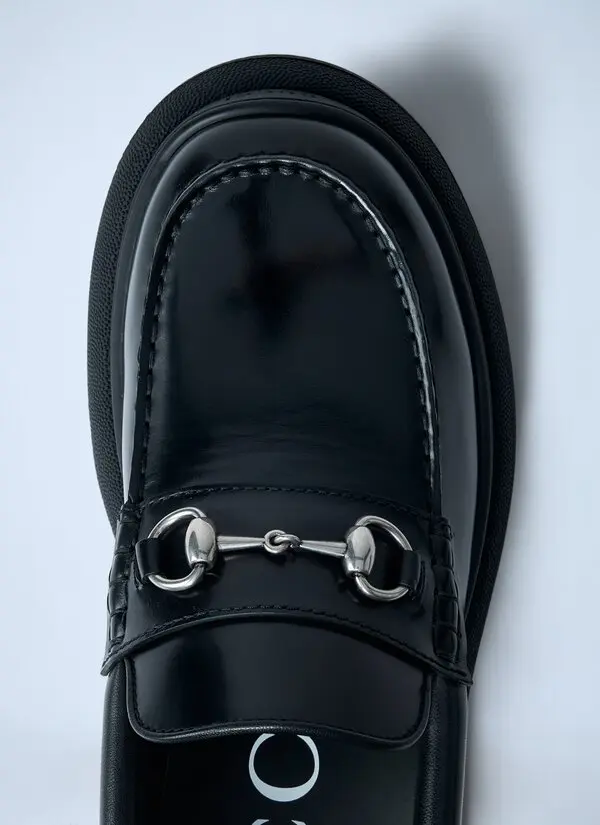 Gucci Leather Platform Loafers With Horsebit Detail