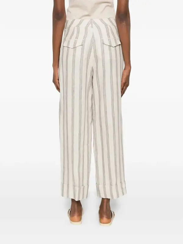 Peserico Linen Striped Tailored Pants - Multicolor