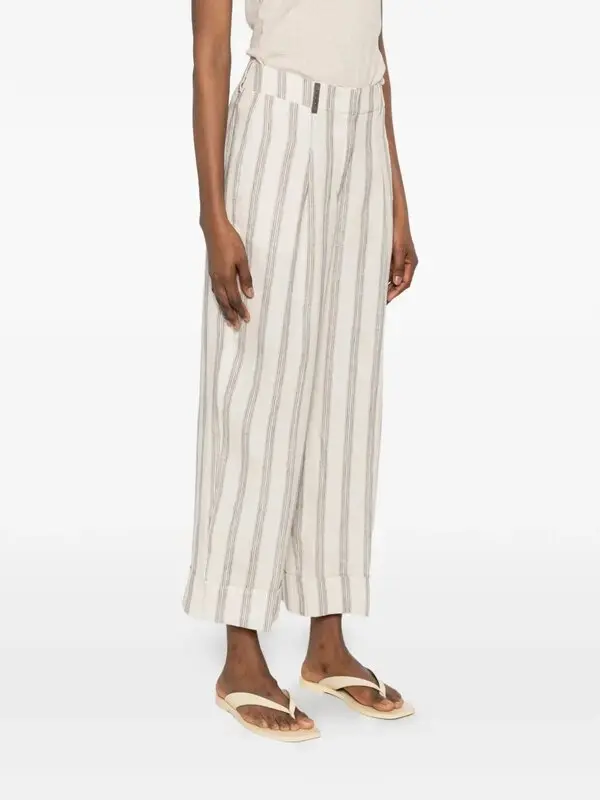 Peserico Linen Striped Tailored Pants - Multicolor