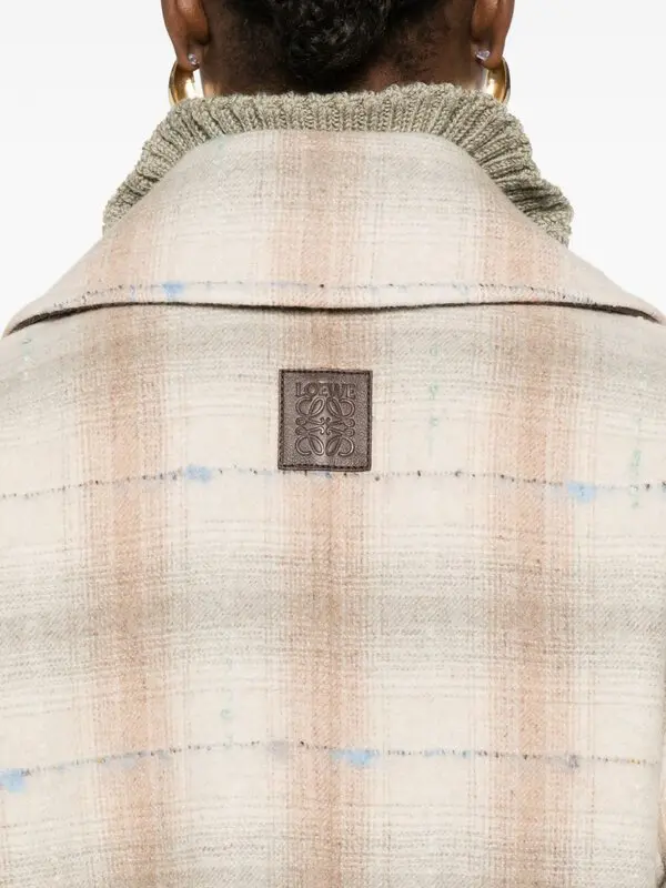 Loewe Wool And Cashmere Double-breasted Coat With Check Pattern