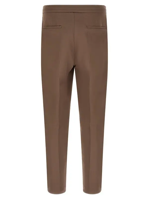 Brunello Cucinelli Linen And Cotton Blend Trousers - Brown