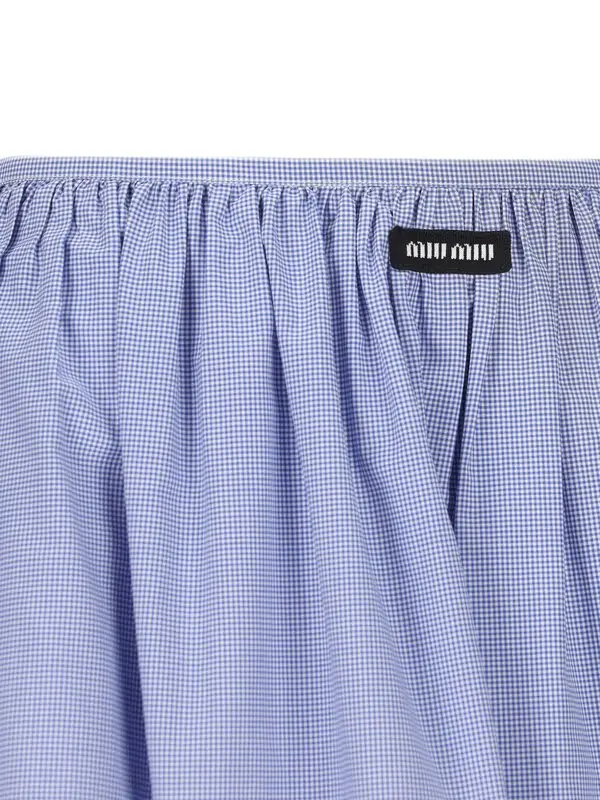 Miu Miu Midi Skirt With Check Pattern And Embroidery