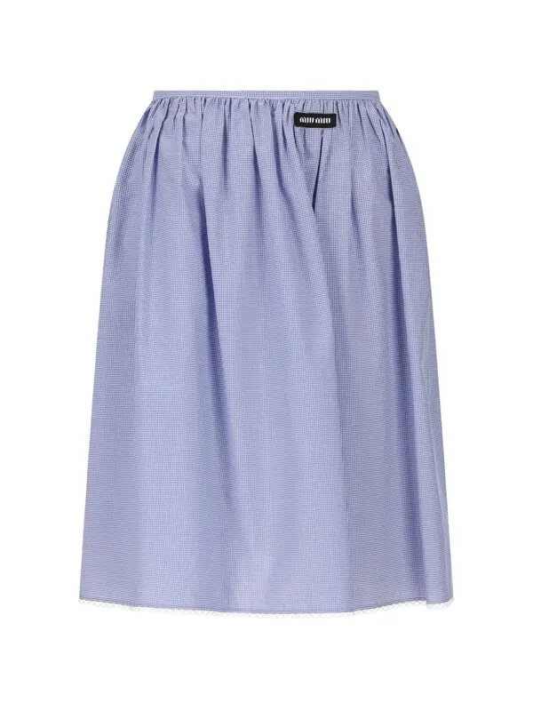 Miu Miu Midi Skirt With Check Pattern And Embroidery - Multicolor