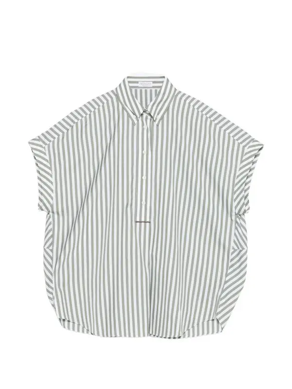 Brunello Cucinelli Striped Cotton And Silk Shirt - Multicolor