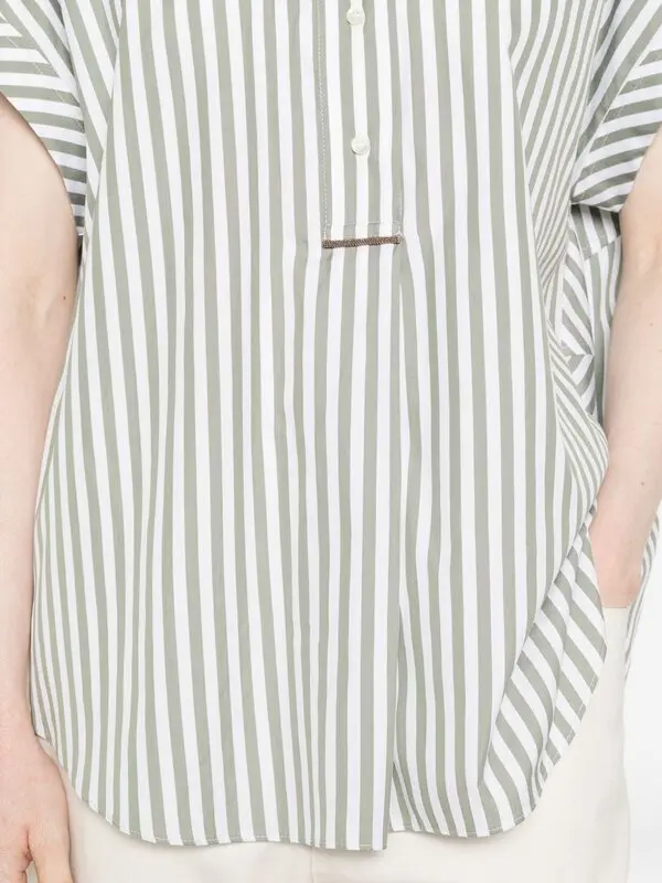 Brunello Cucinelli Striped Cotton And Silk Shirt