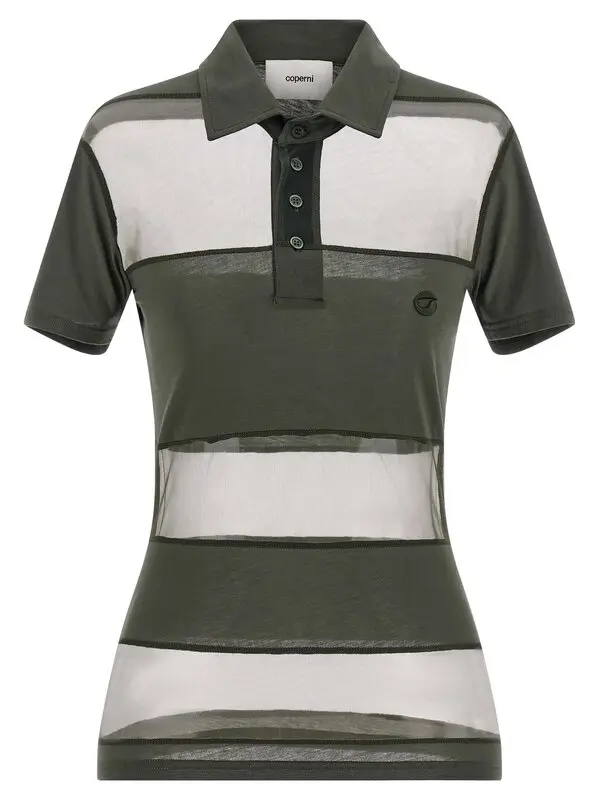 Coperni Sheer Striped Polo Shirt - Green