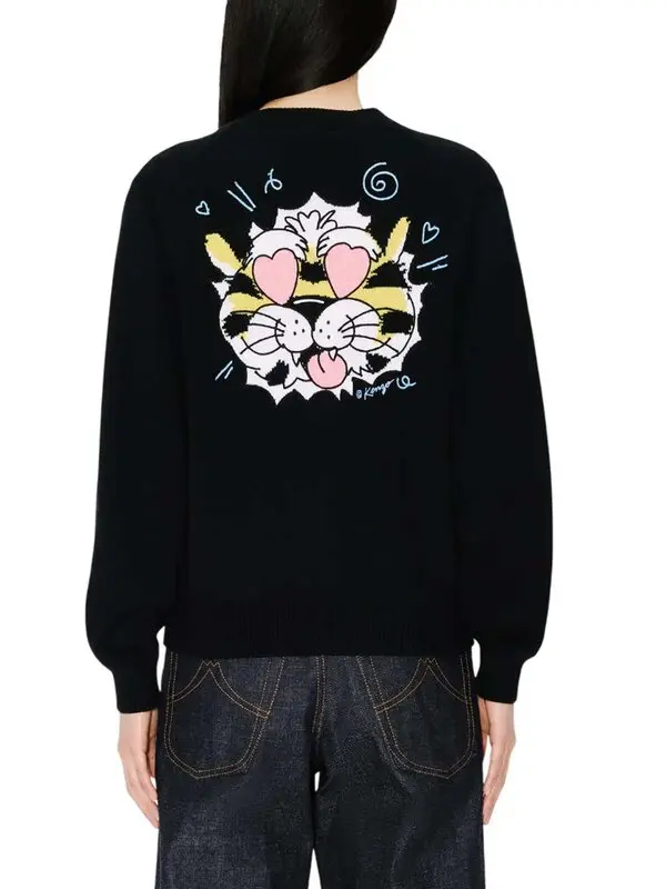 Kenzo Wild Tiger Embroidered Wool & Cotton Cardigan
