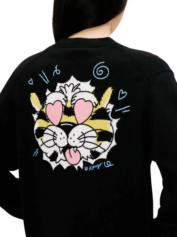 Kenzo Wild Tiger Embroidered Wool & Cotton Cardigan