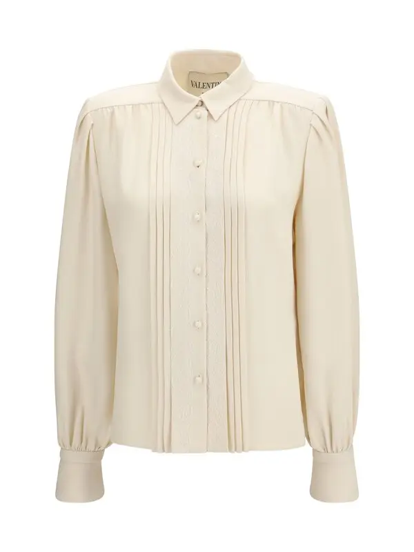 Valentino Garavani Cady Couture Shirt With Pleated Detailing And Padded Shoulders