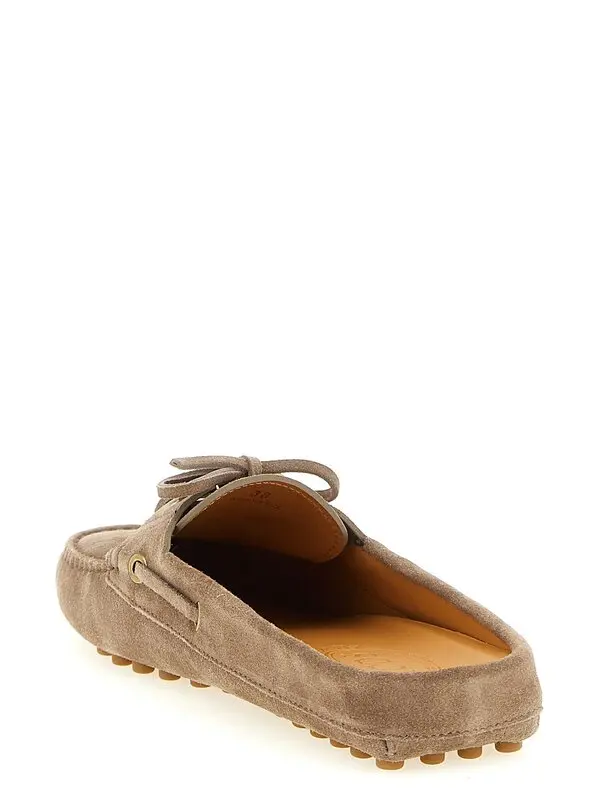 TOD'S Gommino Suede Sabots - Cream