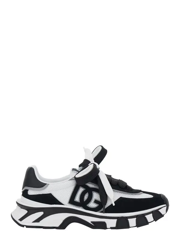 Dolce & Gabbana Dg Countryroad' Leather Sneakers With Contrasting Details - Black