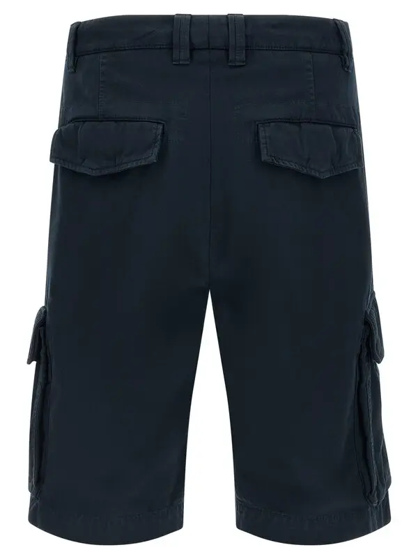 Brunello Cucinelli Garment-dyed Twisted Cotton Gabardine Cargo Bermuda Shorts - Blue