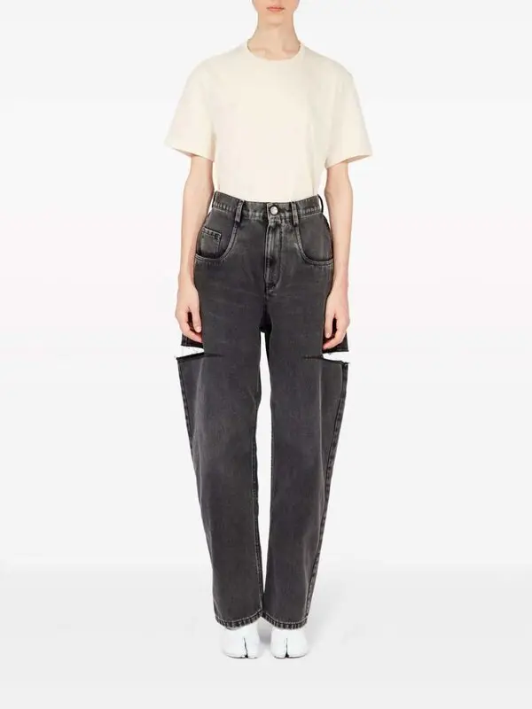 MAISON MARGIELA High-waisted Tapered Jeans With Cut-out Detail - Black