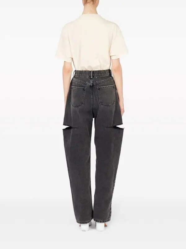 MAISON MARGIELA High-waisted Tapered Jeans With Cut-out Detail - Black