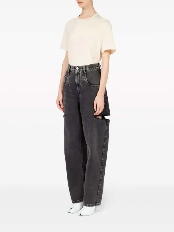 MAISON MARGIELA High-waisted Tapered Jeans With Cut-out Detail - Black