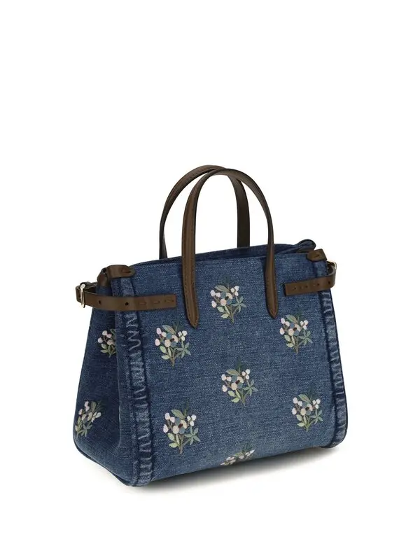 Valentino Garavani Small Antibes Handbag In Embroidered Denim