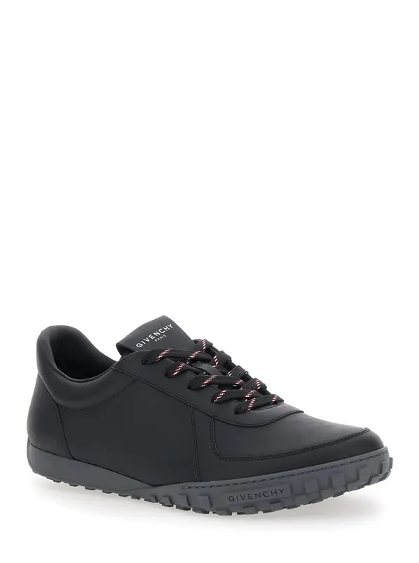 Givenchy Leather Low Top Sneakers With Logo Detailing - Black