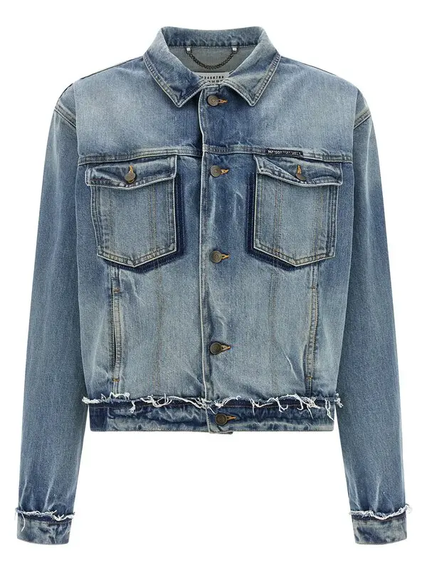 MAISON MARGIELA Denim Jacket With Contrast Stitching And Frayed Hems