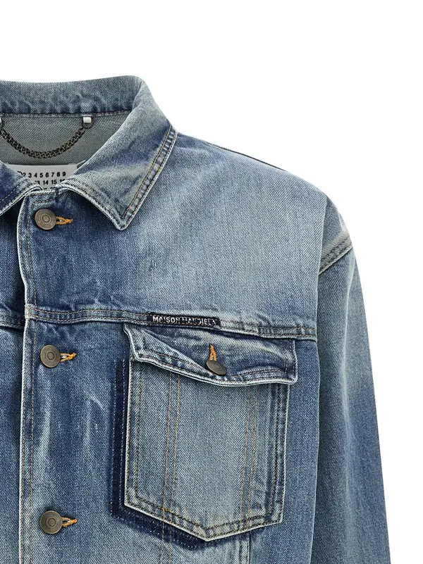 MAISON MARGIELA Denim Jacket With Contrast Stitching And Frayed Hems