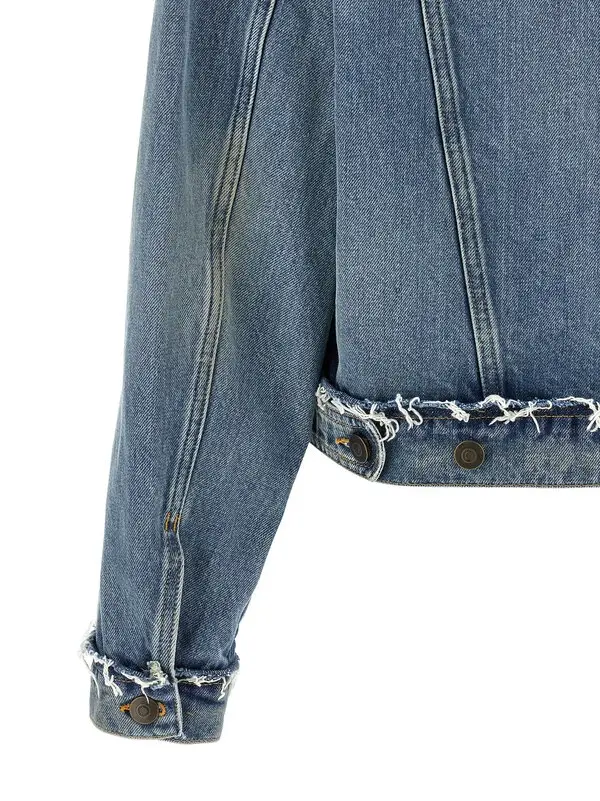 MAISON MARGIELA Denim Jacket With Contrast Stitching And Frayed Hems