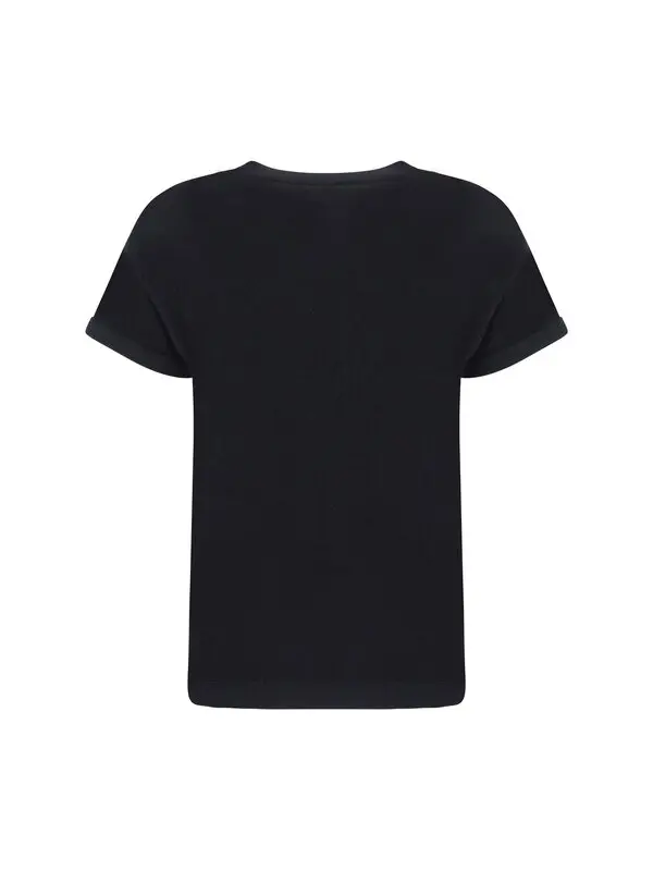 Brunello Cucinelli Cashmere Glitter T-shirt - Black