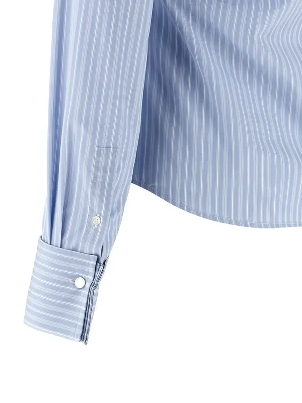 AMI Paris Striped Cotton Poplin Jabot Shirt