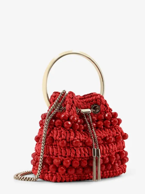 JIMMY CHOO Bon Bon Raffia Bucket Bag With Beading - Multicolor
