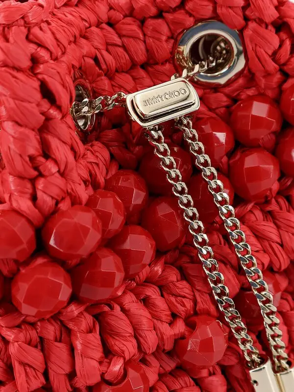 JIMMY CHOO Bon Bon Raffia Bucket Bag With Beading - Multicolor