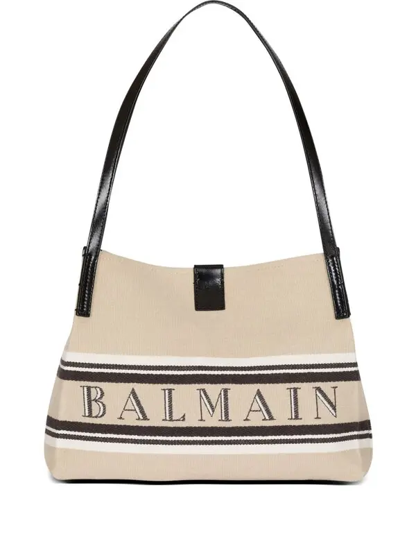 Balmain Small Canvas And Leather Tote - Multicolor