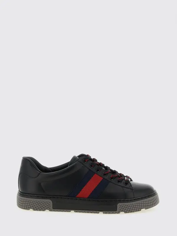 Gucci Web" Stripe Leather Sneakers