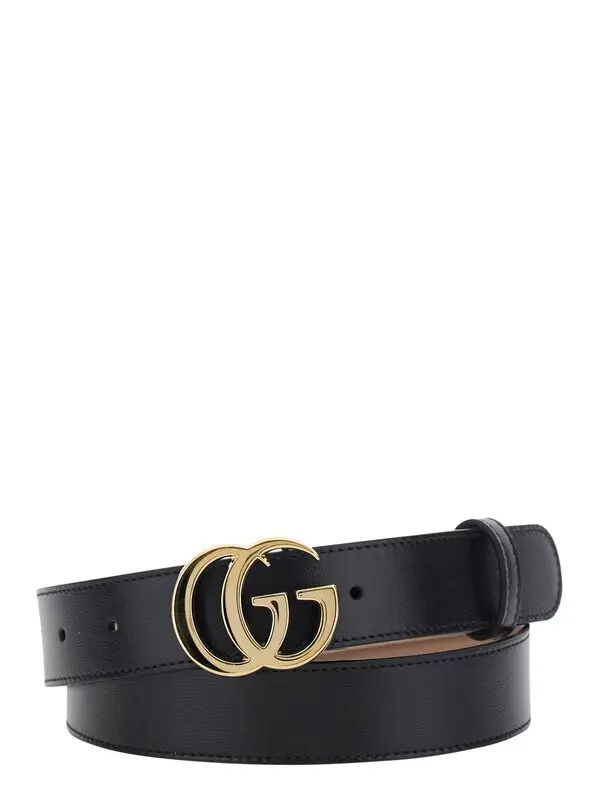 Gucci Gg Running Belt With Gg Plate Closure In Leather - Black