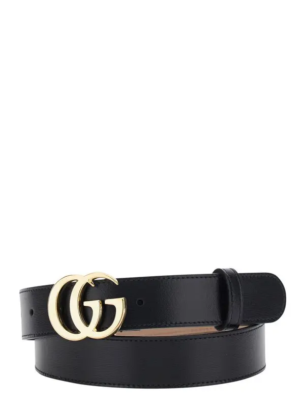 Gucci Gg Running Belt With Gg Plate Closure In Leather - Black