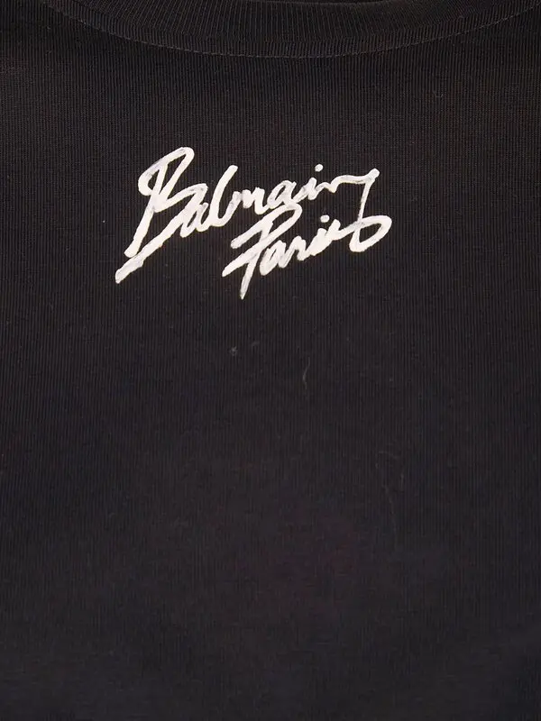 Balmain Logo Cotton Cropped T-shirt - Multicolor