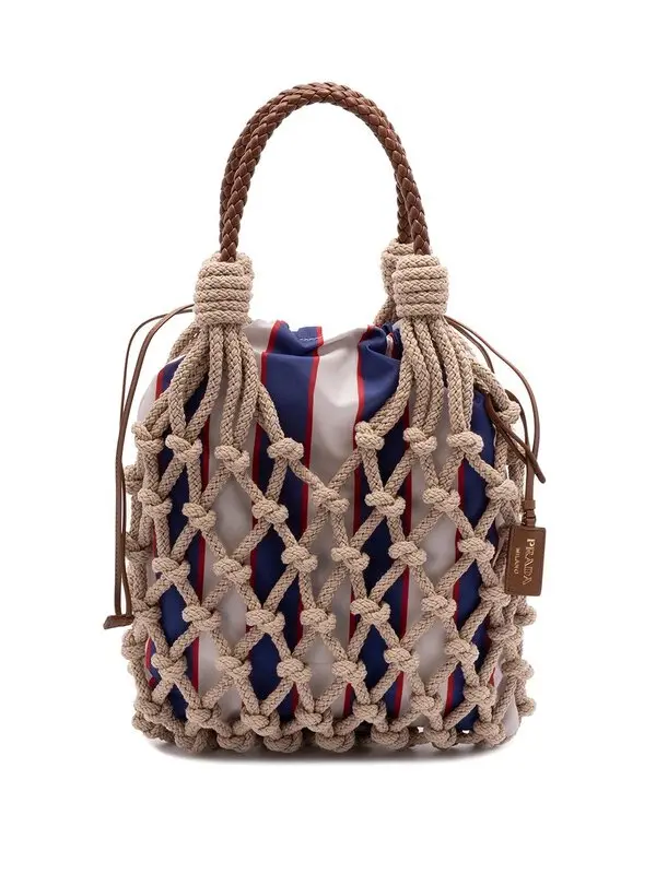 Prada Cotton And Leather Handbag