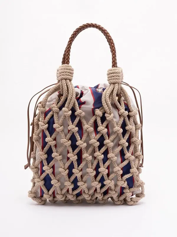 Prada Cotton And Leather Handbag
