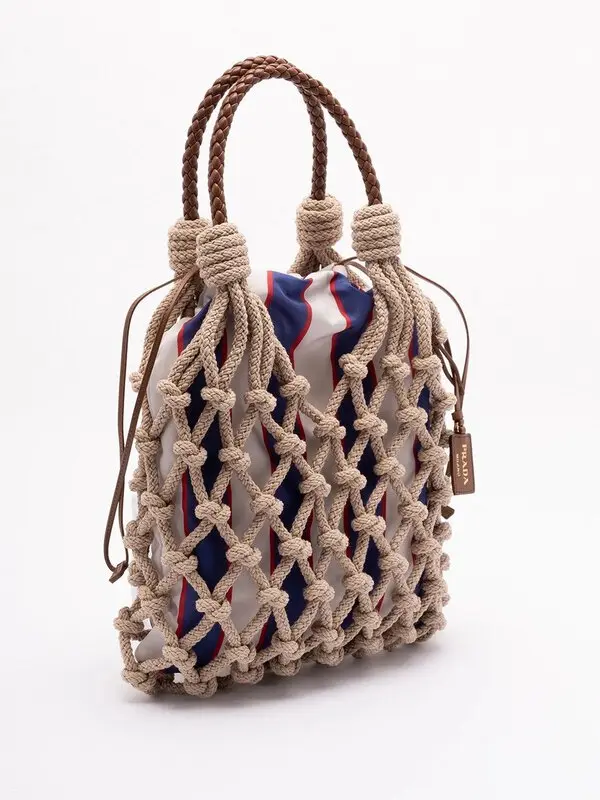 Prada Cotton And Leather Handbag