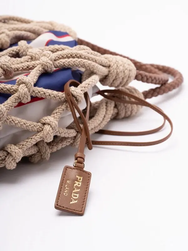 Prada Cotton And Leather Handbag