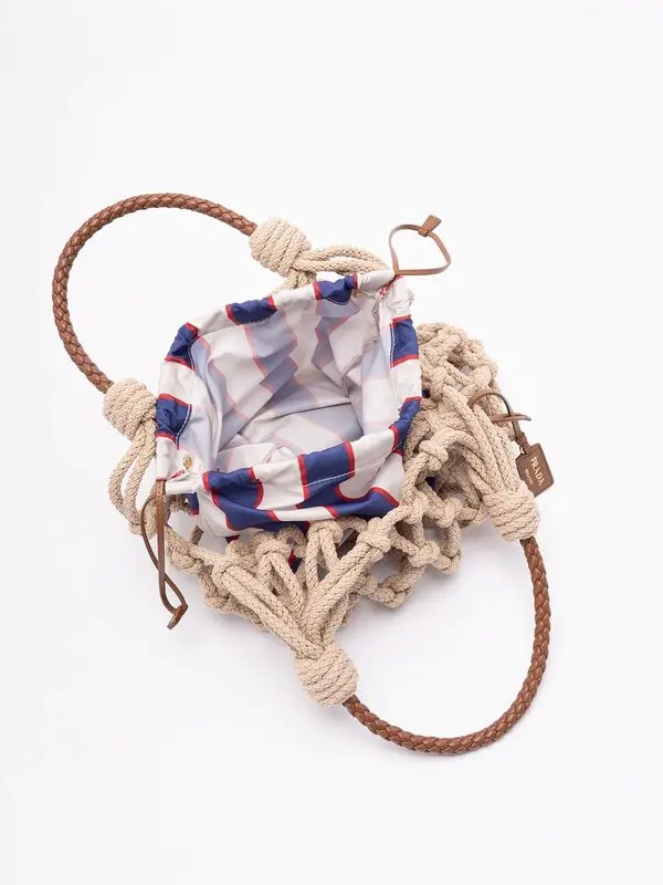 Prada Cotton And Leather Handbag