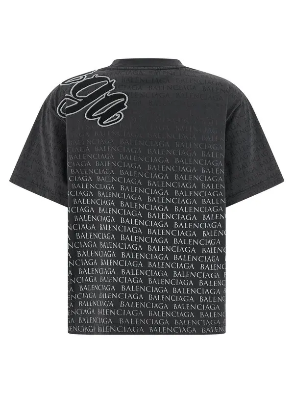 Balenciaga Cursive Logo Print T-shirt - Black